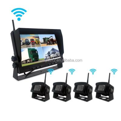 China 10 Inch 4 Channel Digital Wireless Backup Camera Monitor Kit with Infrared Night Vision for Heavy Duty Vehicles for sale