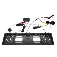 China European License Plate Frame Backup Camera 4 LED Lights Rear View Camera Integrated Reversing Radar Parking Sensor System for sale