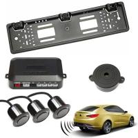 China Proximity Warning System Parktronics European License Plate Frame Car Reversing Radar with 3 Sensors Universal EU Plate for sale