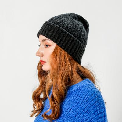 China COMMON Custom Plain Beanie Knit Beanie Mohair Mens Womens Ski Winter Knitted Hat for sale