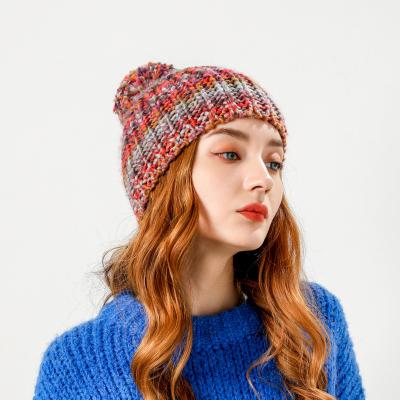 China COMMON Yarn Hat Beanie Iceland Warm Chunky Cable Knit Pompom Soft Winter Hat for sale