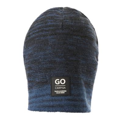 China COMMON 100% Acrylic Winter Hats Custom Leather Label Knitted Beanie Hat Knitted Beanie for sale