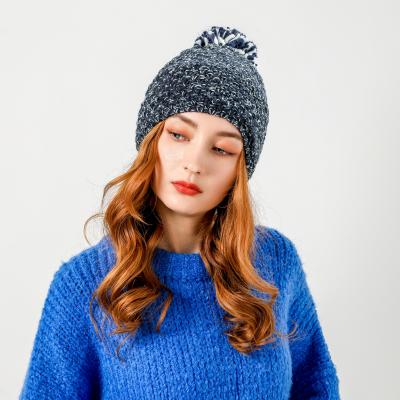 China COMMON Wholesale Custom Warm Band Winter Hats Logo Wool Beanie Knit Hats With Pom Pom for sale