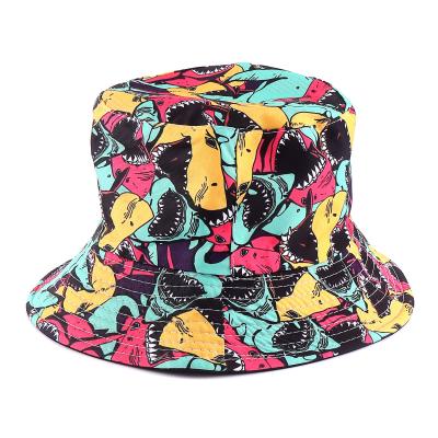 China New picture double side design pattern printing bucket hat fisherman bucket hat summer sunshade adult hat for sale