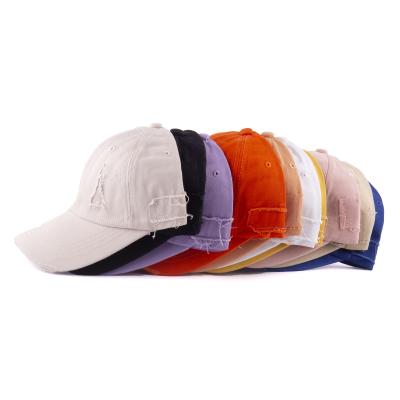 China 6 Panel Washed Vintage Cotton Baseball Hat Vintage Embroidery Distressed Dad Hat JOINT Black Men's Distressed Hats for sale