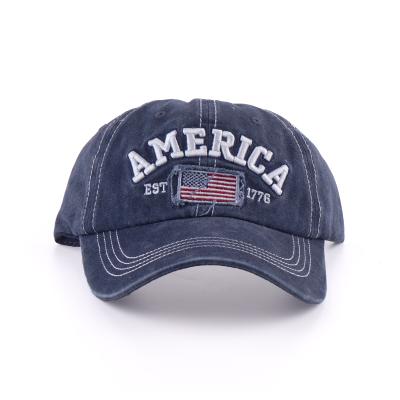 China JOINT Cotton Embroidery Distressed Snapback Washed American USA Flag Baseball Caps Trucker Flags Sports Hats for sale
