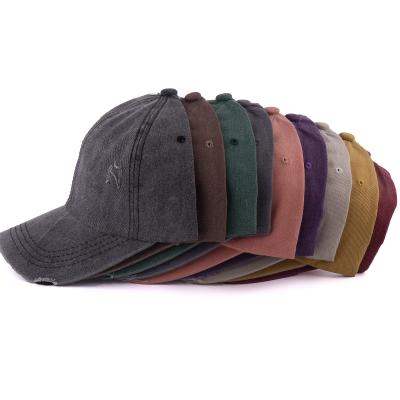 China JOINT Custom Logo Denim Dad Hat Men and Women Washed Distressed Wholesale Summer Sports Hats Men's Baseball Hat for sale