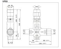 China FLOWGUARD unloader valve with by-pass VP53 pressure regulator 0-500Bar 80L/min for sale