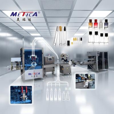 China Entry-Level Automatic Perfume Bottle Filling Crimping Machine 1200-1800BPH 2-Head Gear Pump Single Crimp for sale