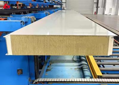 China Rock Wool Sandwich Panel 50-200mm Thickness with A1 Fireproof Rating and 30dB Soundproofing for Industrial Walls for sale
