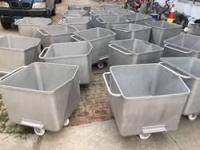 China 200L 304 Stainless Steel Movable Food Trolley Meat Skip Car for Vegetable Processing for sale