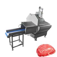China Horizontal Meat Portion Slice Cutting Machines For Frozen Beef With Sickle Blade for sale