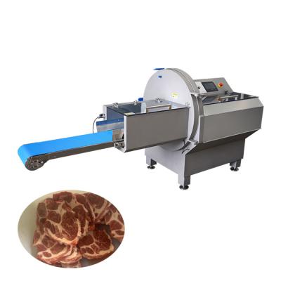 China JY-25K Horizontal Frozen Meat Slicer Machine 280 Cuts Per Minute 304 Stainless Steel with Outfeed Conveyor Belt for sale