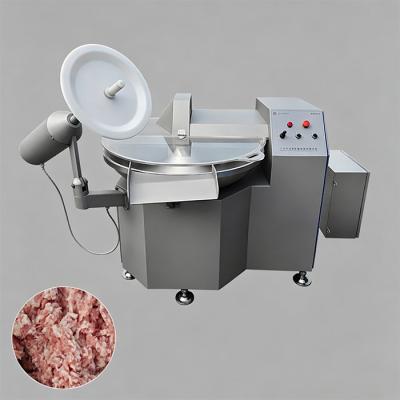 China 80L High Speed Bowl Cutter with Automatic Unloader for Meat and Vegetable Processing 18kW 6 Blades for sale