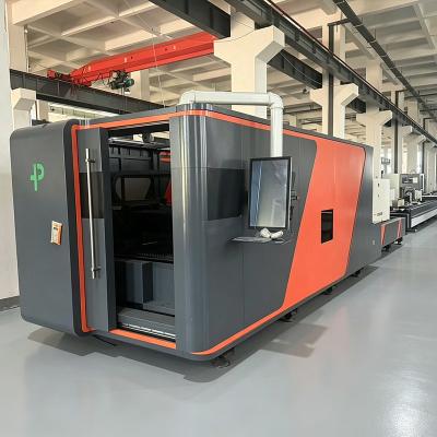 China Heavy Plate Fiber Cutting Laser Machine 12000W Laser Dual Pallet Fully Enclosed 6000x2500mm for sale
