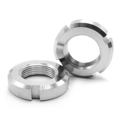 China Slotted Round Lock Nut M10-M200 Stainless Steel Polished Thread Self-locking Bearing Nut for sale