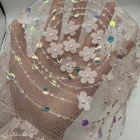 China New Fashion 100%polyester 70gsm Mesh Lace Sequin Embroidery Fabric For Women Stage Clothing for sale