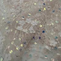China New Fashion 100%polyester 70gsm Mesh Lace Sequin Embroidery Fabric For Women Stage Clothing for sale
