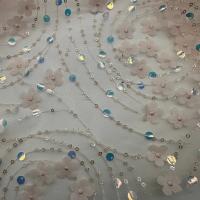 China New Fashion 100%polyester 70gsm Mesh Lace Sequin Embroidery Fabric For Women Stage Clothing for sale