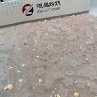 China New Fashion 100%polyester 70gsm Mesh Lace Sequin Embroidery Fabric For Women Stage Clothing for sale
