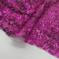 China Glitzy Sequins Embroidery Design 100% Polyester Purple Fabric For Cloth for sale