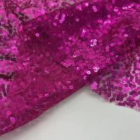China Glitzy Sequins Embroidery Design 100% Polyester Purple Fabric For Cloth for sale