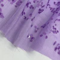 China Easy To DIY Sequins Embroidery 100% P Purple Chiffon Sequin Fabric For Dress for sale
