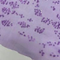 China Easy To DIY Sequins Embroidery 100% P Purple Chiffon Sequin Fabric For Dress for sale