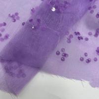 China Easy To DIY Sequins Embroidery 100% P Purple Chiffon Sequin Fabric For Dress for sale