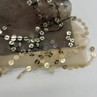 China Mesh  Sequins Embroidery  100% P  Gold Sequin Add Difference Net Fabric For Dress for sale
