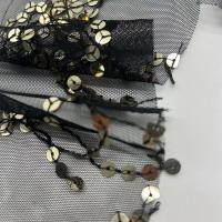China Mesh  Sequins Embroidery  100% P  Gold Sequin Add Difference Net Fabric For Dress for sale