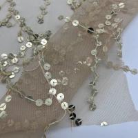 China Mesh  Sequins Embroidery  100% P  Gold Sequin Add Difference Net Fabric For Dress for sale