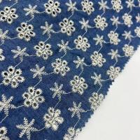 China Blue Embroidery Textile 100% Cotton Fabric 179 Gsm  138CM For Sofa Cloth for sale