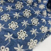 China Blue Embroidery Textile 100% Cotton Fabric 179 Gsm  138CM For Sofa Cloth for sale