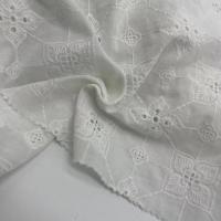 China Small Mesh Design White Embroidery Fabrics 100% Cotton Breathable For Dresses for sale