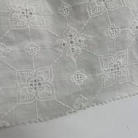 China Small Mesh Design White Embroidery Fabrics 100% Cotton Breathable For Dresses for sale