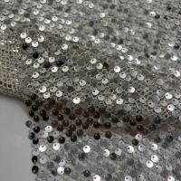 China Glittering Mesh Embroidered Fabric 70% Polyester Rice Color For Decorate Evening Dress for sale