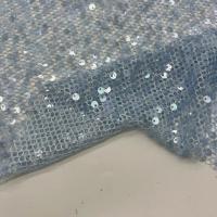 China Beautiful Sequin Embroidery Fabric Blue Color 70% P 30% M Good For Evening Dresses for sale