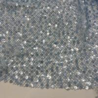 China Beautiful Sequin Embroidery Fabric Blue Color 70% P 30% M Good For Evening Dresses for sale