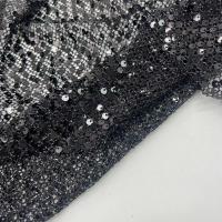 China Classic Black Sequin Mesh Embroidery Fabric 190GSM Breathable For Party Dresses for sale