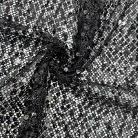 China Classic Black Sequin Mesh Embroidery Fabric 190GSM Breathable For Party Dresses for sale