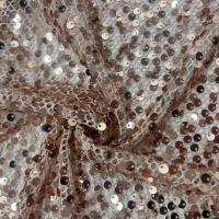 China Sequins Embroidery Fabric 70% P 30% M Gold Color Used For Decorate Evening Dresses for sale