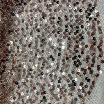 China Sequins Embroidery Fabric 70% P 30% M Gold Color Used For Decorate Evening Dresses for sale