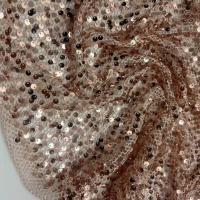 China Sequins Embroidery Fabric 70% P 30% M Gold Color Used For Decorate Evening Dresses for sale