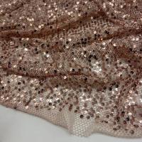 China Sequins Embroidery Fabric 70% P 30% M Gold Color Used For Decorate Evening Dresses for sale