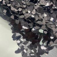 China Classic Black Color 100% Polyester Sequins Embroidery Fabric For Decorate Clothes for sale