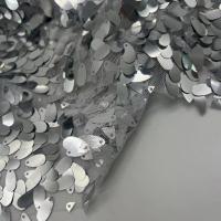 China Classic Sequins Embroidery Fabric White Color 100% Polyester Fabric For Decorate Clothes for sale
