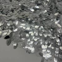 China Classic Sequins Embroidery Fabric White Color 100% Polyester Fabric For Decorate Clothes for sale