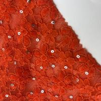 China Glitzy Sequins Embroidery Design 100% Polyester Red Color Fabric For Cloth for sale