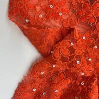 China Glitzy Sequins Embroidery Design 100% Polyester Red Color Fabric For Cloth for sale